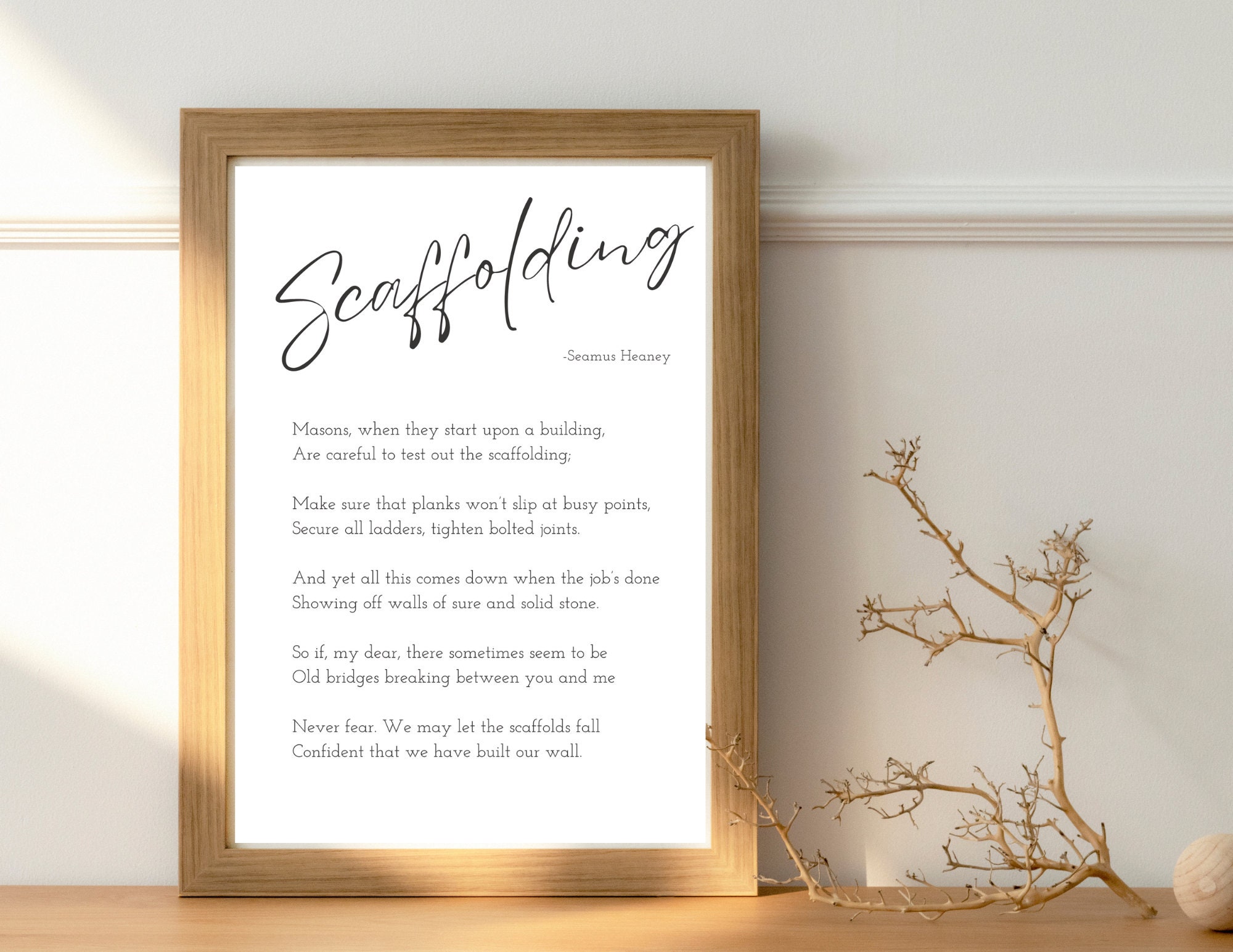 Scaffolding by Seamus Heaney Word Wall Art, Typography Wall Art, Wall ...