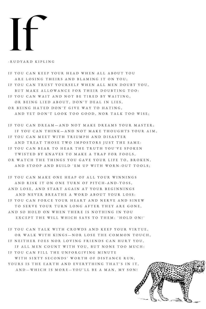 IF by Rudyard Kipling Print | Word Wall Art, Typography Wall Art, Wall ...