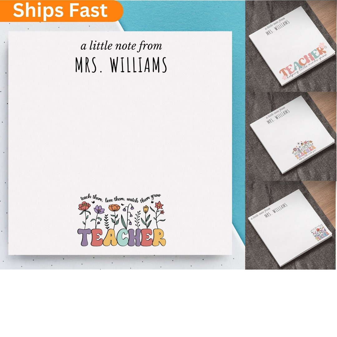 Teacher Sticky Note,flowers Sticky Note,teacher Appreciation ...