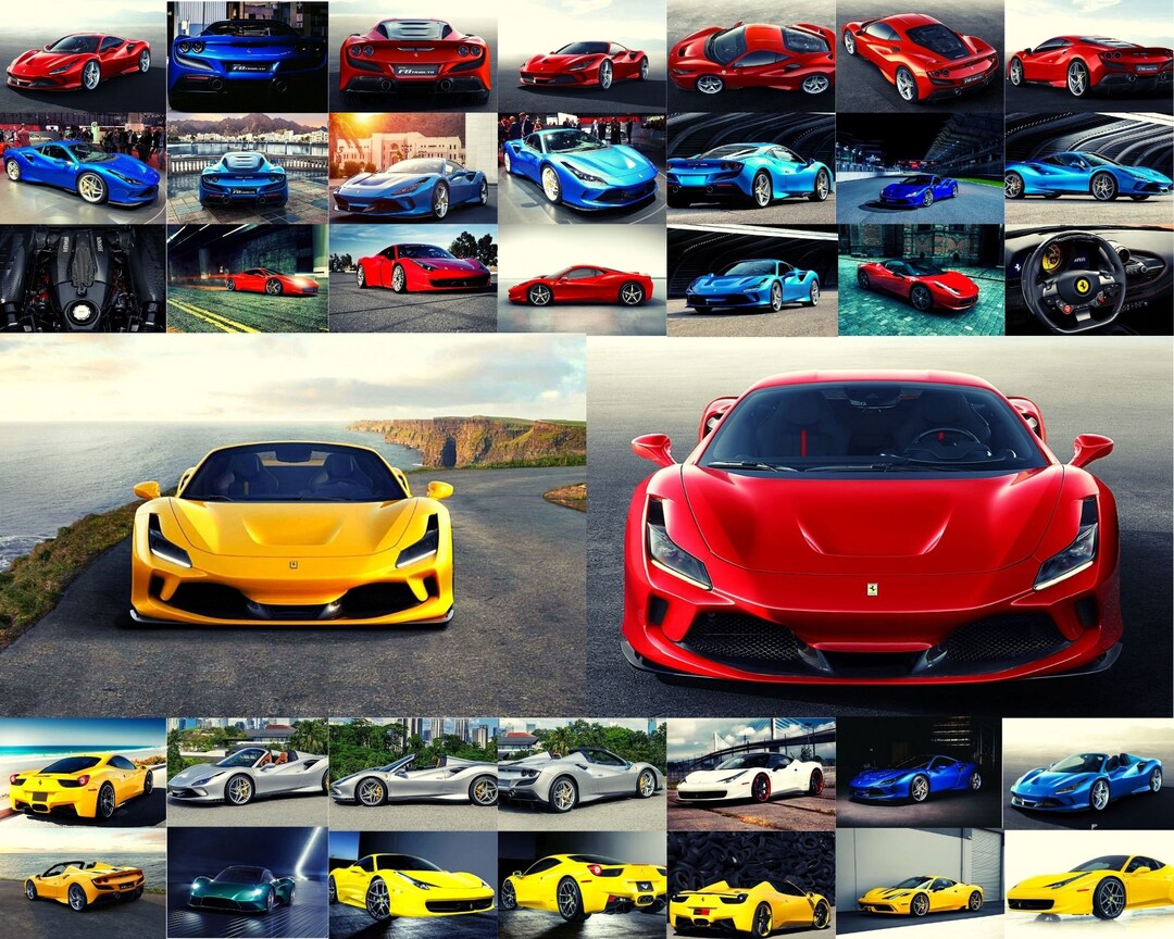 Ferrari: Collage of 40 Photos of Supercars. Poster for Fans of Speed ...