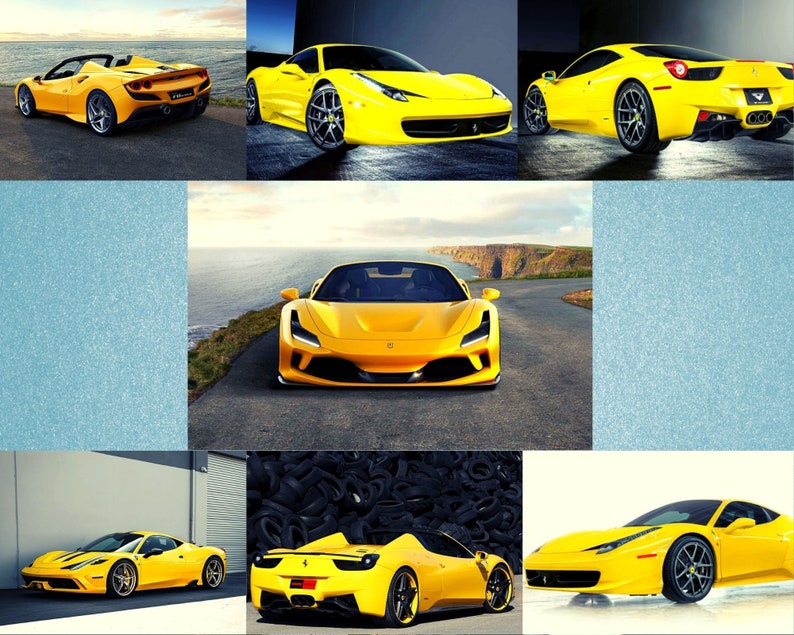Ferrari: Collage of 40 Photos of Supercars. Poster for Fans of Speed ...