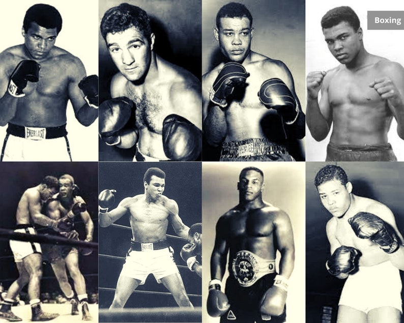 Boxing Legends Poster Vintage Photo Collage Wall Art Famous Boxers ...