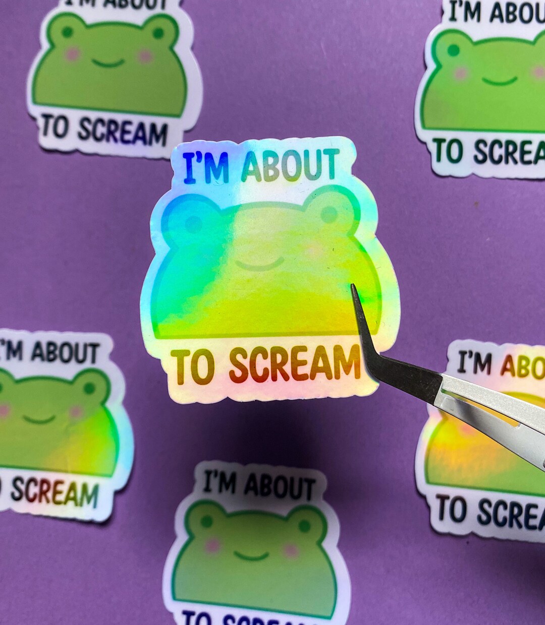 Im About to Scream Frog Holographic Sticker - Etsy
