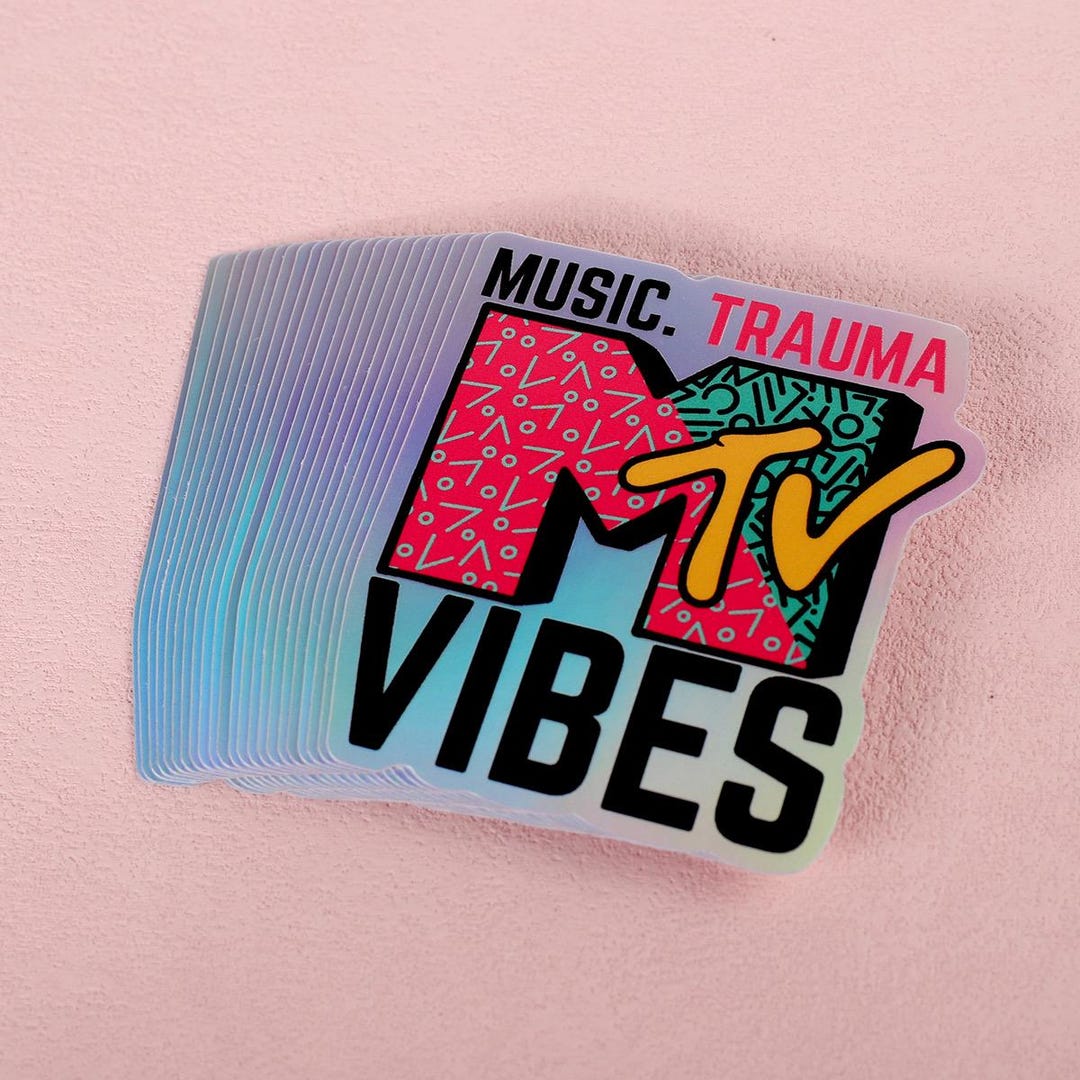 MTV (music, Trauma, Vibes) Holographic Sticker - Etsy