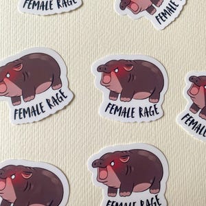 Moo Deng Female Rage Sticker - Etsy