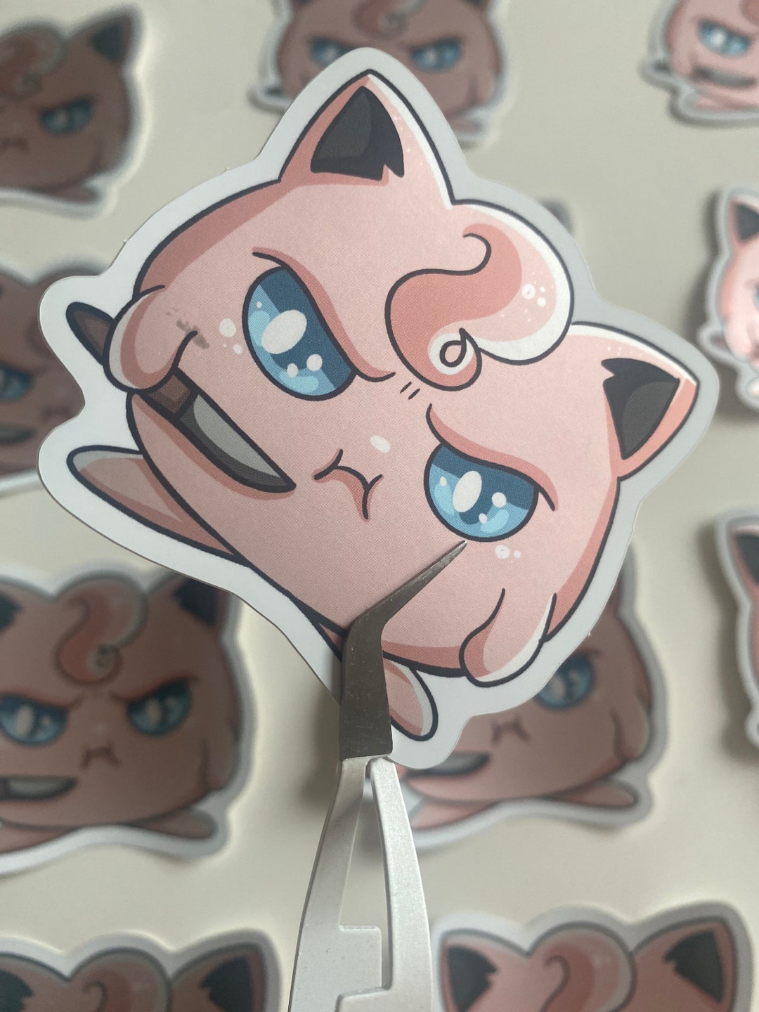 Matte Mirror Jigglypuff With Knife Sticker - Etsy