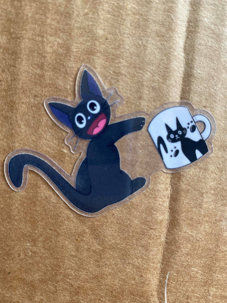 Clear Black Cat Vinyl Sticker | Etsy