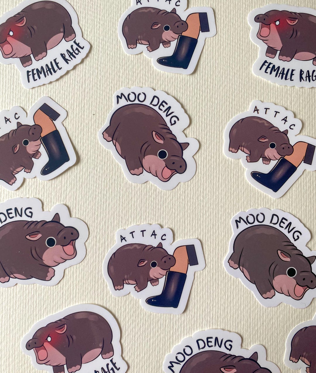 Moo Deng Sticker Pack - Etsy