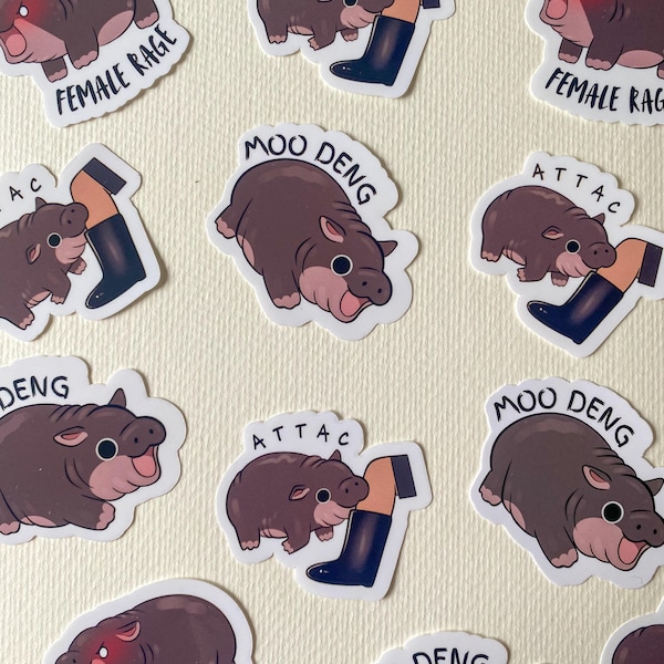 Moo Deng Stickers - Etsy