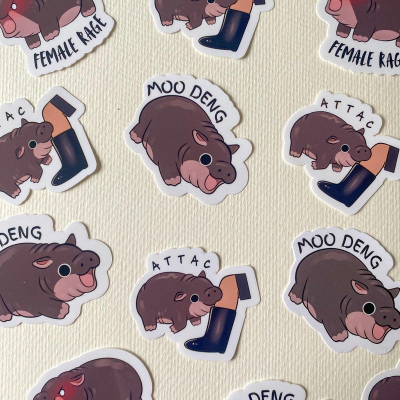 Moo Deng Stickers - Etsy