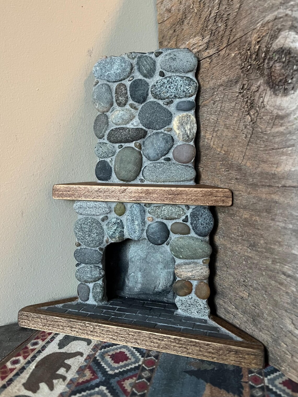 Corner Miniature Beach Stone Fireplace (#74) 1:12 - Etsy