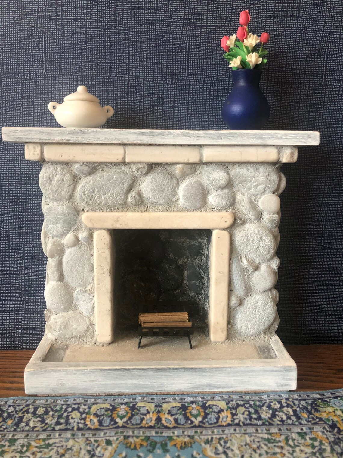 Miniature Stone Fireplace 1:12 7 | Etsy