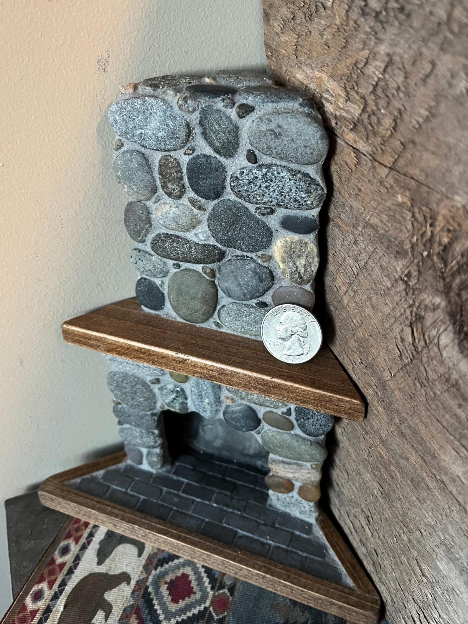 Corner Miniature Beach Stone Fireplace (#74) 1:12 - Etsy
