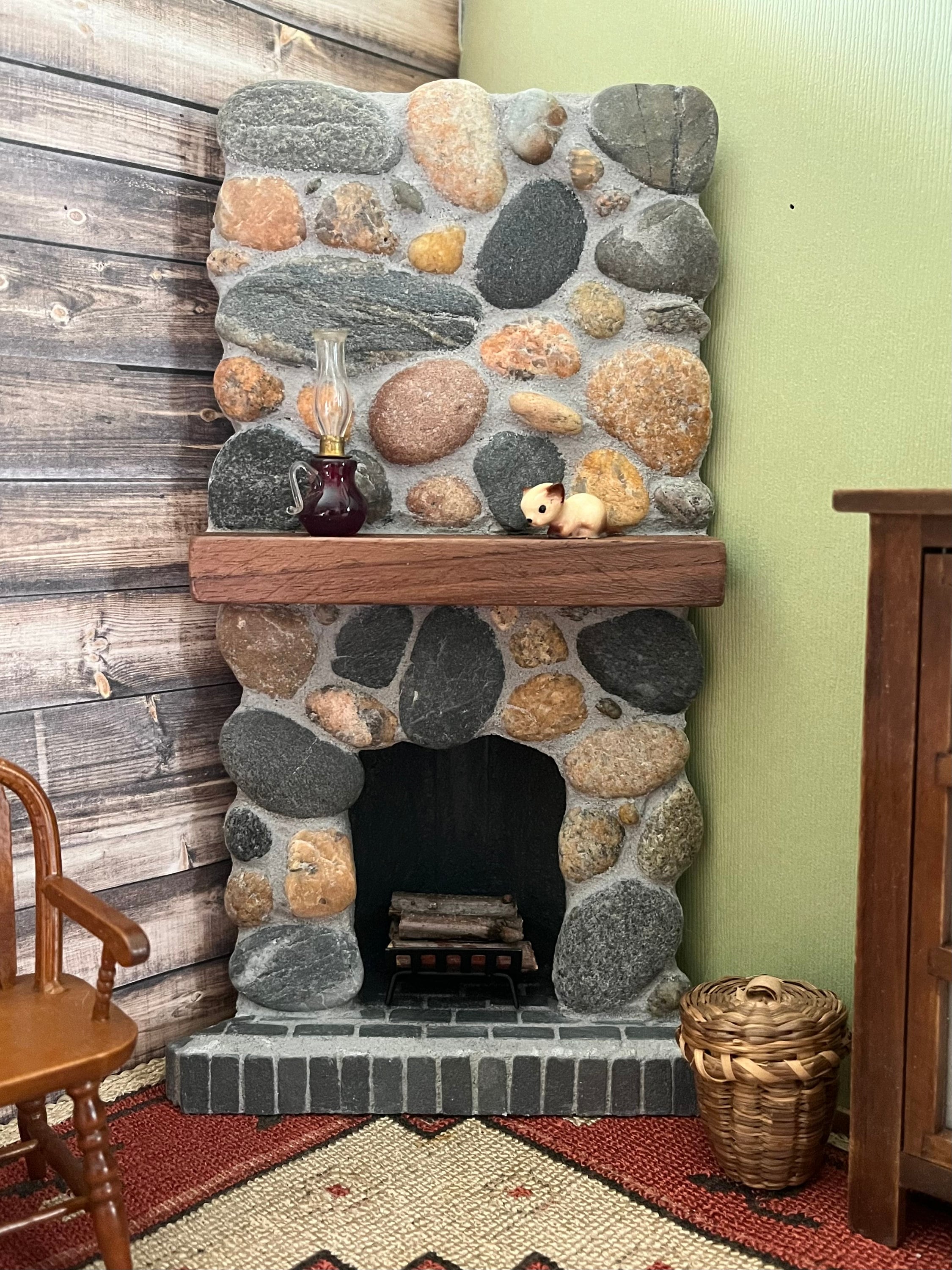 Miniature Corner Beach Stone Fireplace 64 1:12 - Etsy