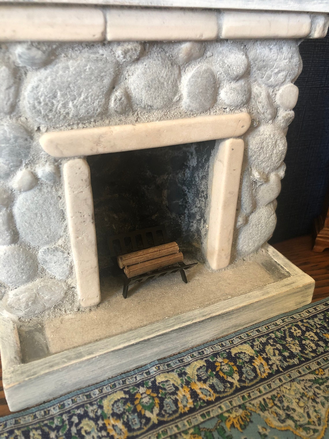 Miniature Stone Fireplace 1:12 7 | Etsy