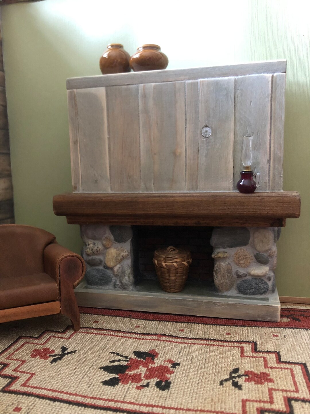 Beach Stone and Wood Fireplace 1:12 (#50) - Etsy