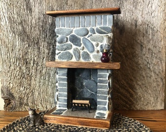 Miniature Stone Fireplace 1:12 7 | Etsy