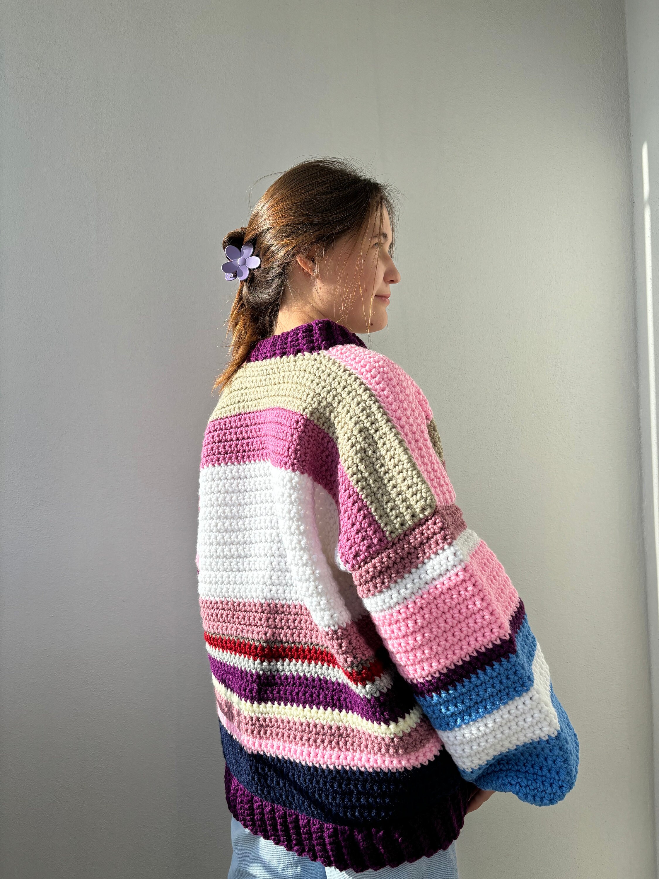 UNIQUE DESIGN CARDIGAN Crochet Patchwork Handknit - Etsy