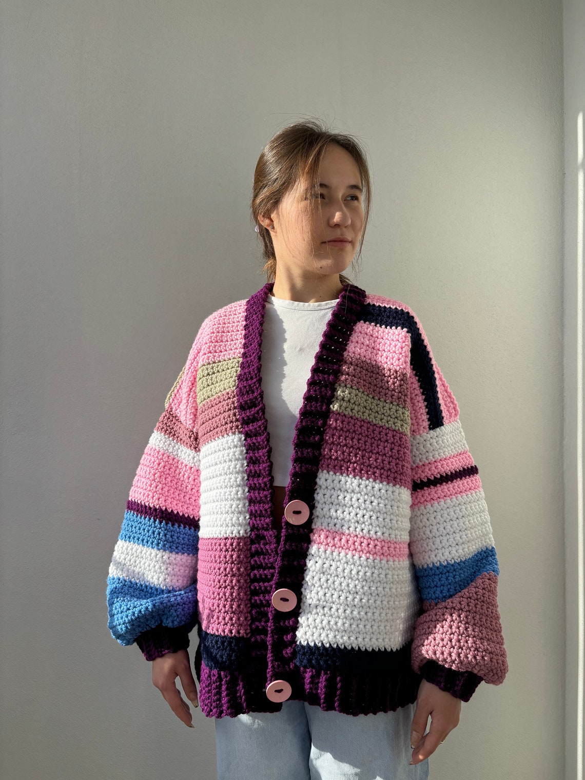 UNIQUE DESIGN CARDIGAN Crochet Patchwork Handknit - Etsy