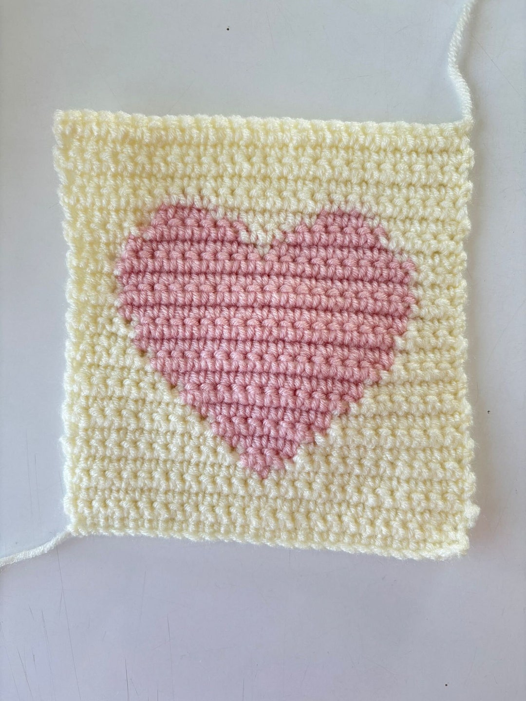 CROCHET HEART SQUARE Tutorial Patter Chart Guide Step by Step - Etsy