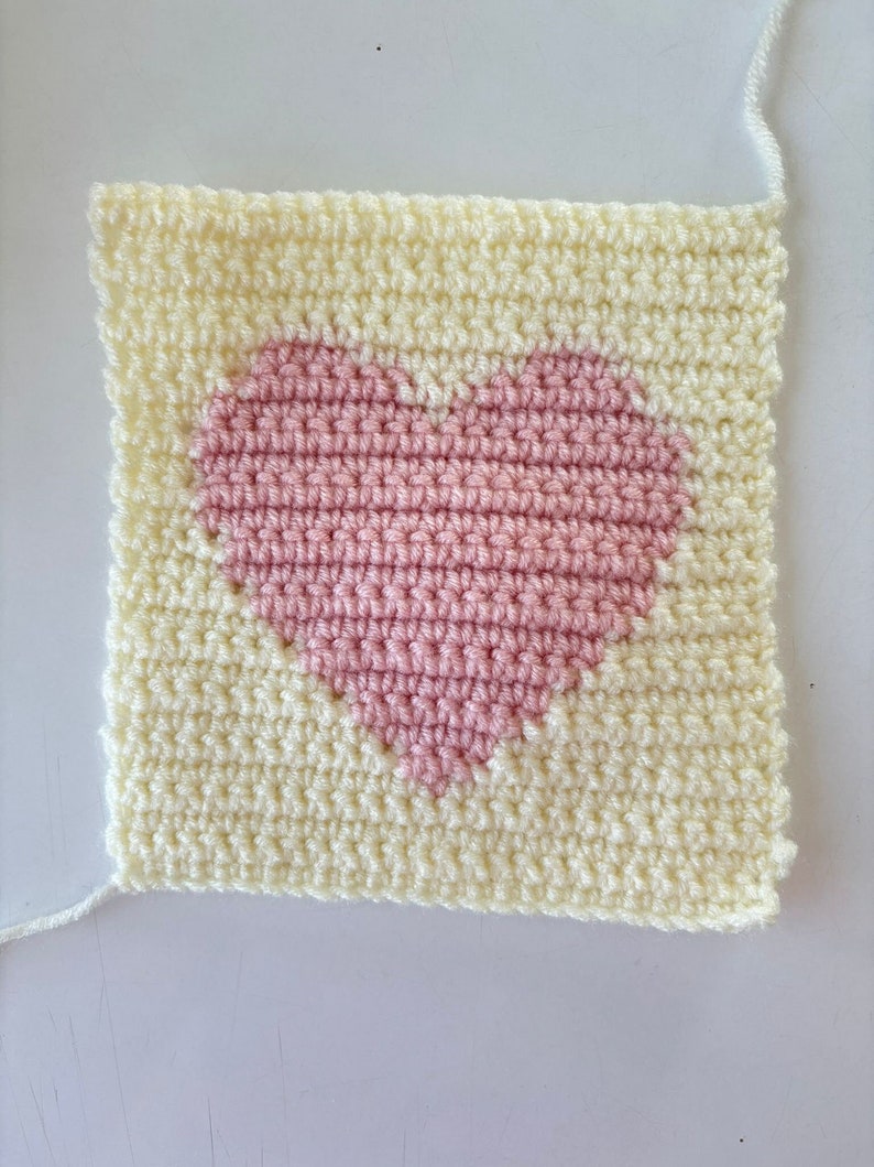 CROCHET HEART SQUARE Tutorial Patter Chart Guide Step by Step - Etsy