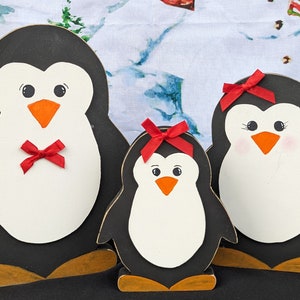 Whimsical Penguin Shelf Sitters - Handpainted Wood - Set of 3 - Small ...