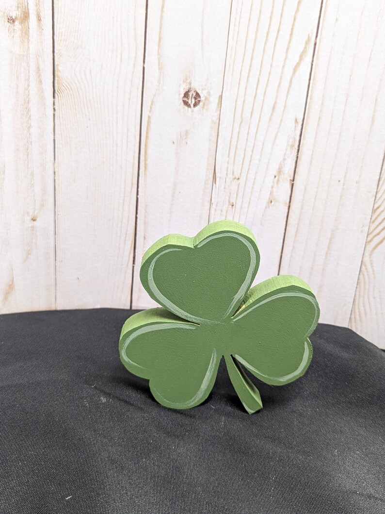 Set of 3 Handcrafted Wooden Shamrocks! Hunter Green, White, Clover | St ...