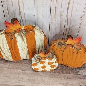 Wooden Pumpkins, Rustic Fall Decor, Autumn Rustic Centerpieces, Shelf ...