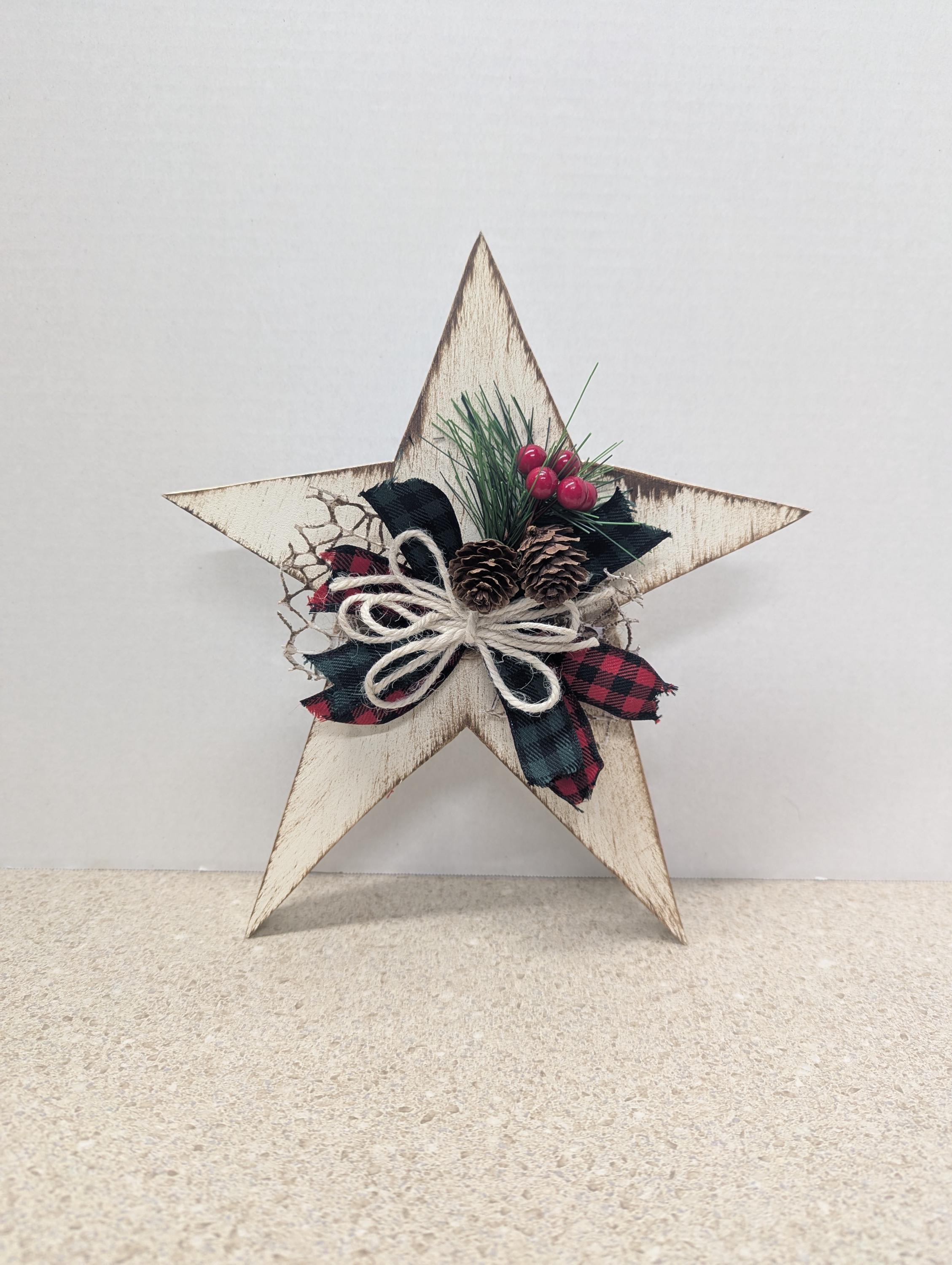 Rustic Christmas Star Set – Freestanding Winter Wood Decor With Buffalo ...