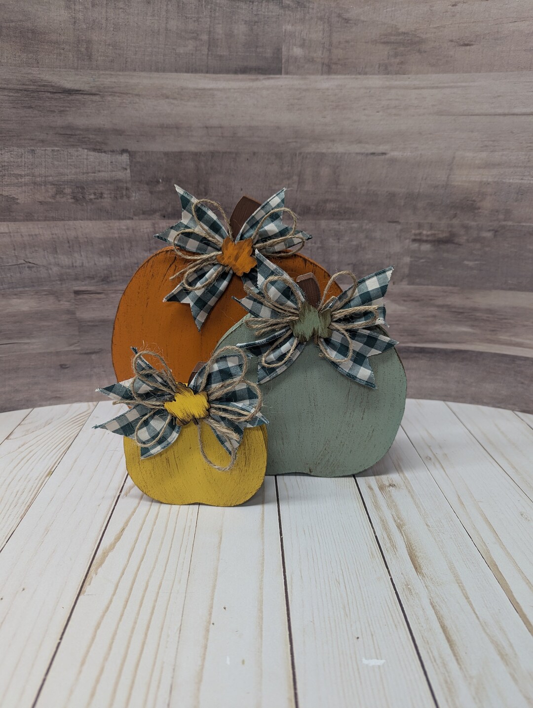 Vintage-inspired Wooden Pumpkin Trio Rustic Wooden Pumpkin Trio With ...