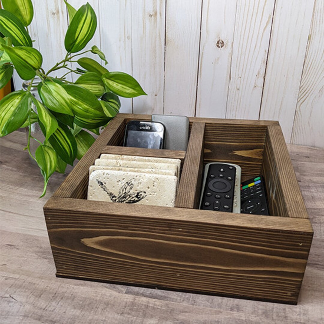 Rustic Wooden Remote Caddy Wooden Remote Box Remote Control Box Remote ...