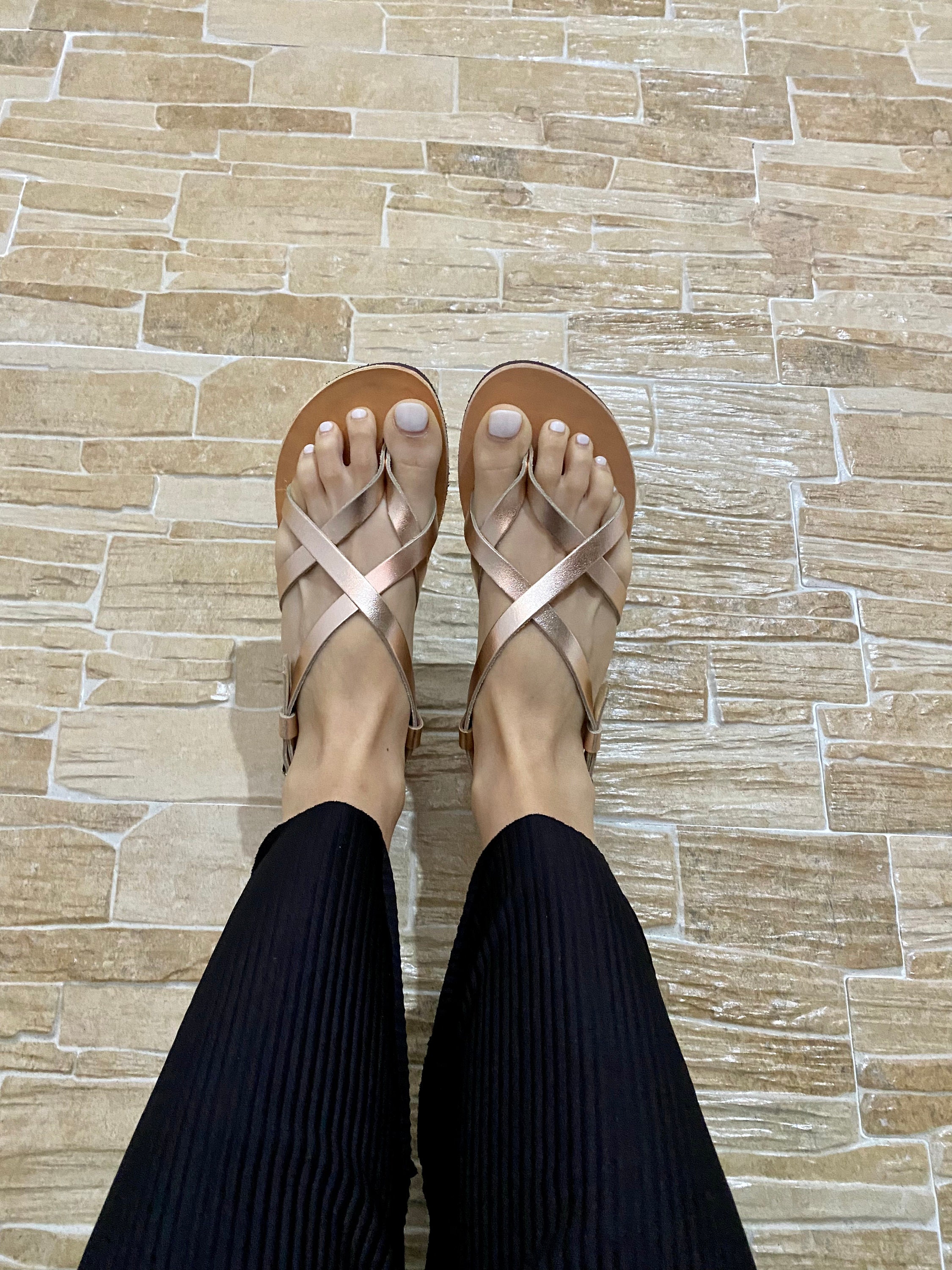 Rose gold sandals Women strappy sandals Greek sandals | Etsy