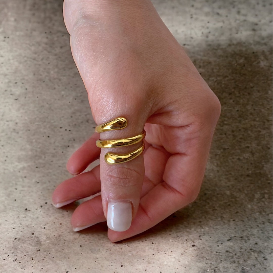 Wrap Around Gold Ring Bypass Thumb Ring Hammerec Thumb Ring Statement ...