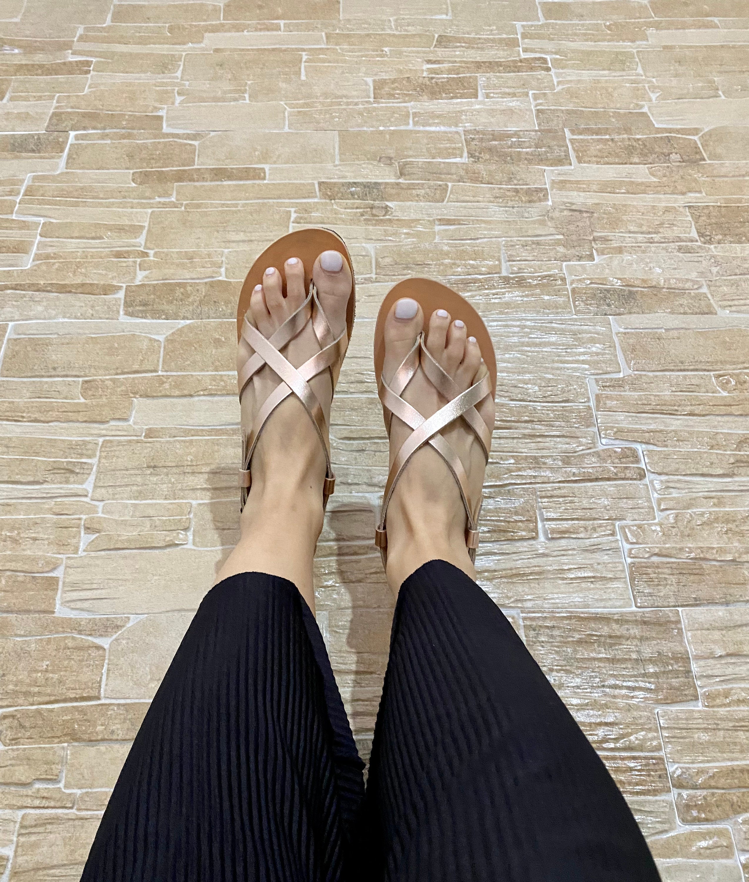 Rose Gold Sandals Women Strappy Sandals Greek Sandals | Etsy