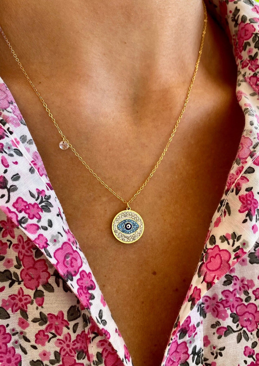 Evil Eye Necklace for Women Gold Necklace for Summer Protection Charm ...