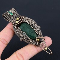 Zambian Emerald Pendant, Tree of Life Copper Wire Wrapped Pendant ...