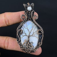 Moonstone Tree of Life Pendant Copper Wire Wrapped Pendant Moonstone ...