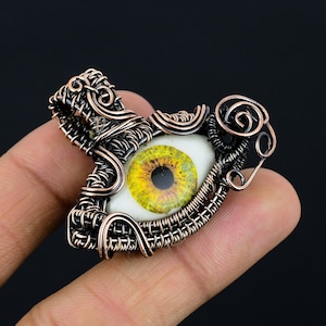 Realistic Eye Pendant Awakening Human Eye Jewelry Copper Wire Wrapped ...