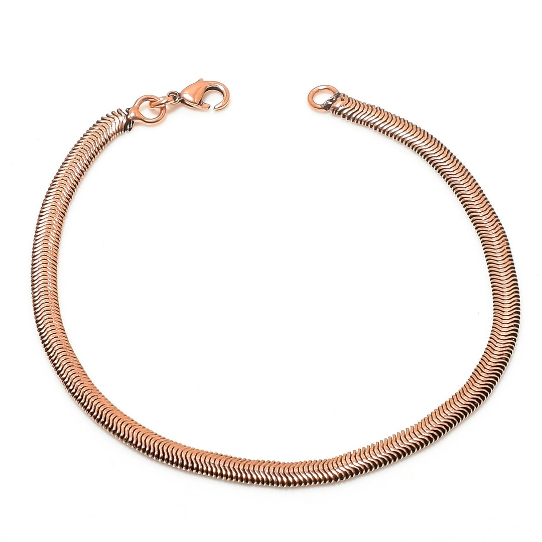 Pure Copper Snake Chain Unisex Bracelet, 100 % Oxidized Copper Chain ...