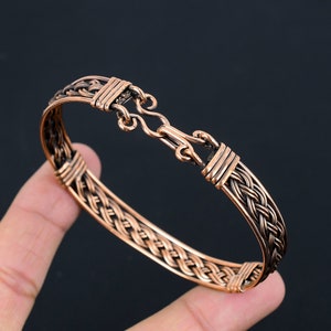 Copper Wire Wrapped Cuff Men Bracelet Wire Wrap Bangle Unisex Bracelet ...