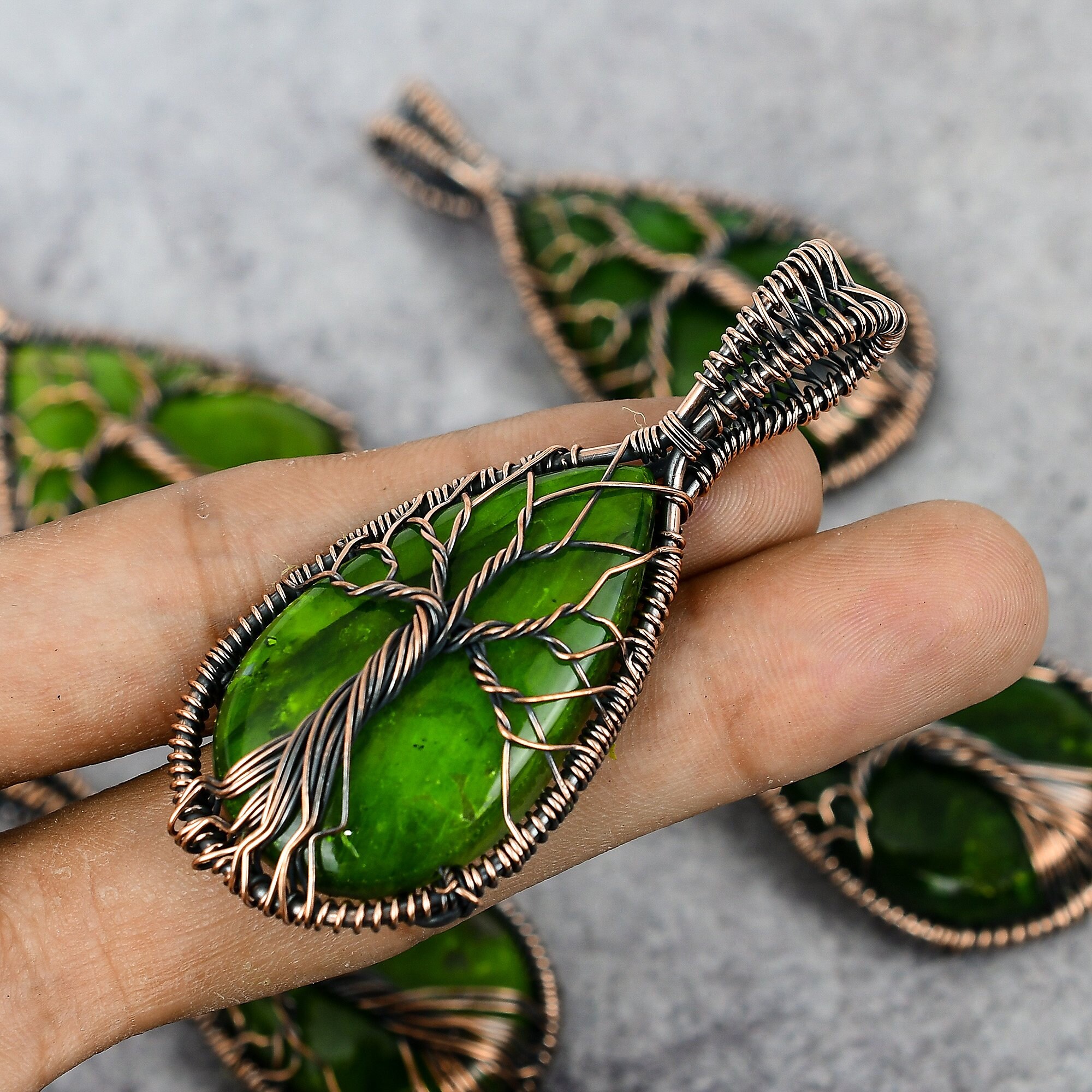 Tree of Life Green Labradorite Gemstone Pendant Copper Wire - Etsy