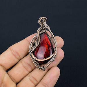 Red Flash Labradorite Gemstone Pendant Copper Wire Wrapped Pendant ...
