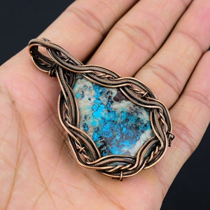 Blue Azurite Pendant Blue Azurite Gemstone Pendant Copper Wire Wrapped ...