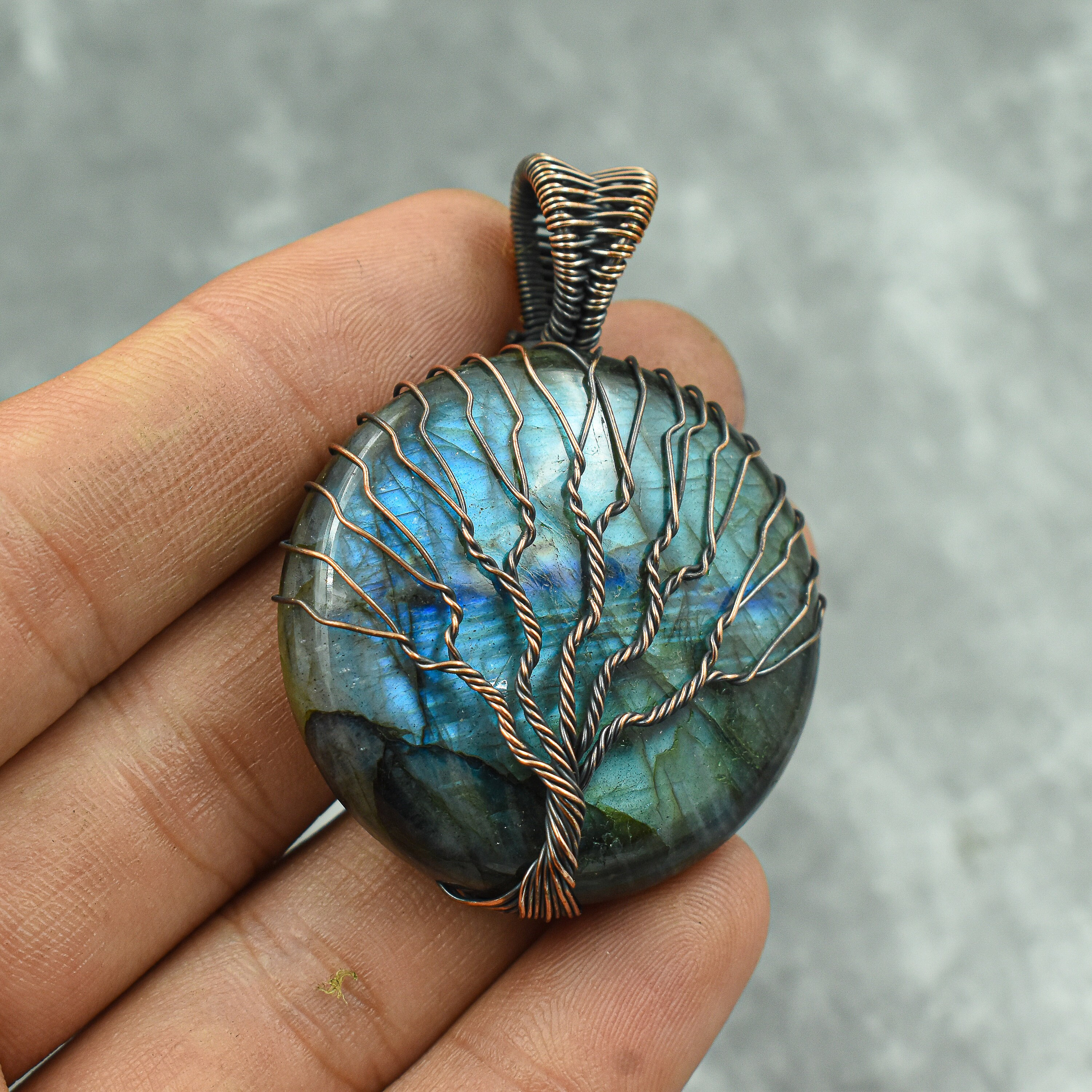 Tree of Life Labradorite Pendant Copper Wire Wrapped Pendant - Etsy
