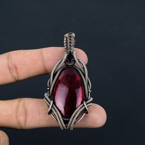 Red Flash Labradorite Gemstone Pendant Copper Wire Wrapped Pendant ...