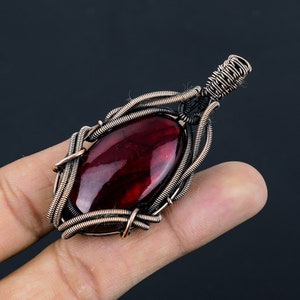 Red Flash Labradorite Gemstone Pendant Copper Wire Wrapped Pendant ...
