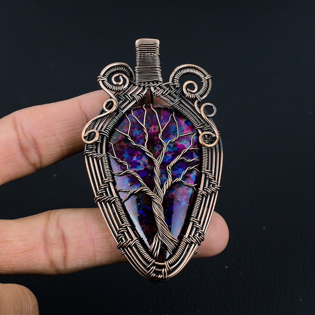 Big Labradorite Pendant, Multi Fire Labradorite Gemstone Jewelry, Tree ...
