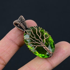 Peridot Tree of Life Pendant Copper Wire Wrapped Pendant Peridot Gemstone Pendant Copper ...