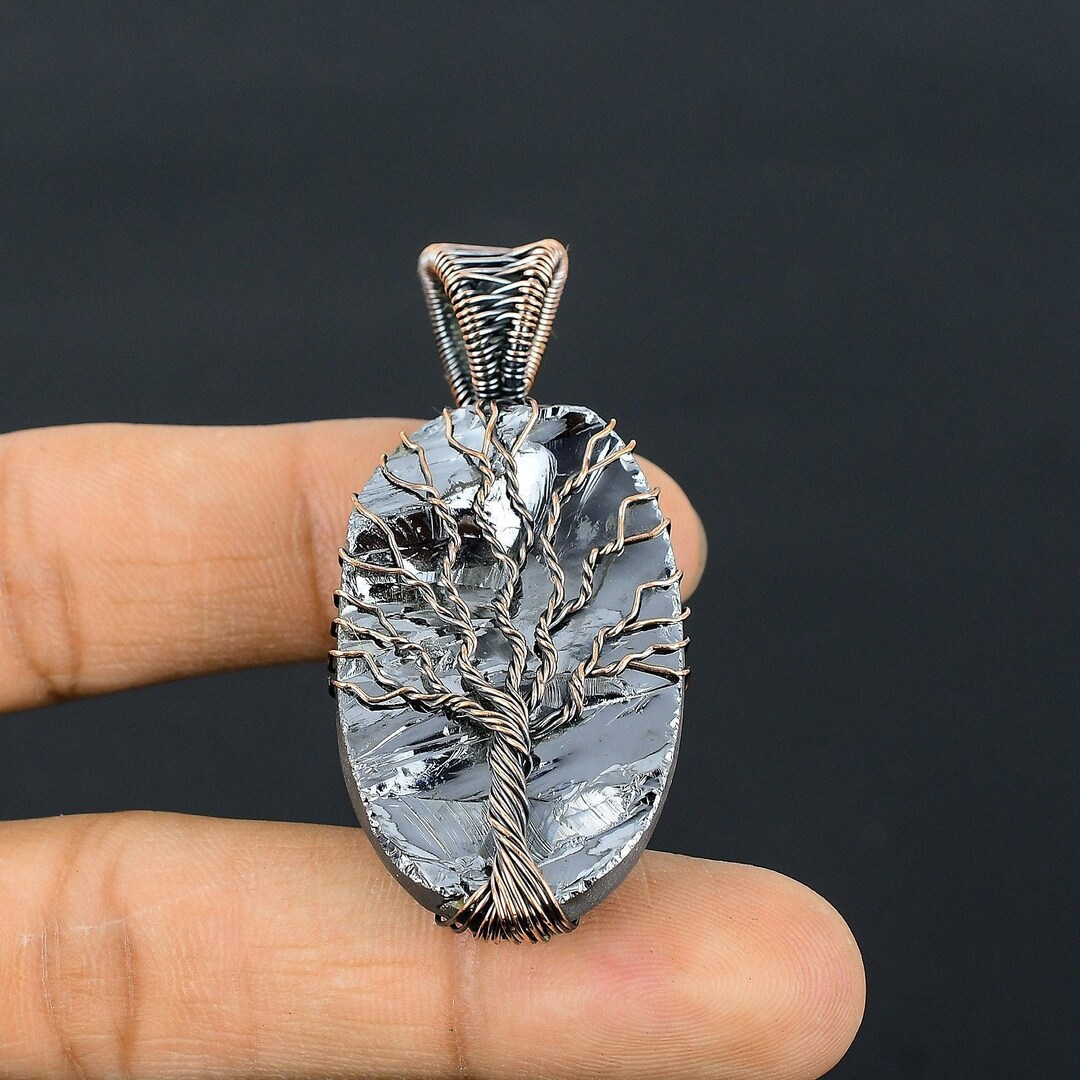 Tree of Life Shungite Pendant Copper Wire Wrapped Pendant Shungite ...