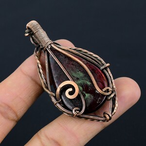 Red Flash Labradorite Gemstone Pendant Copper Wire Wrapped Pendant ...